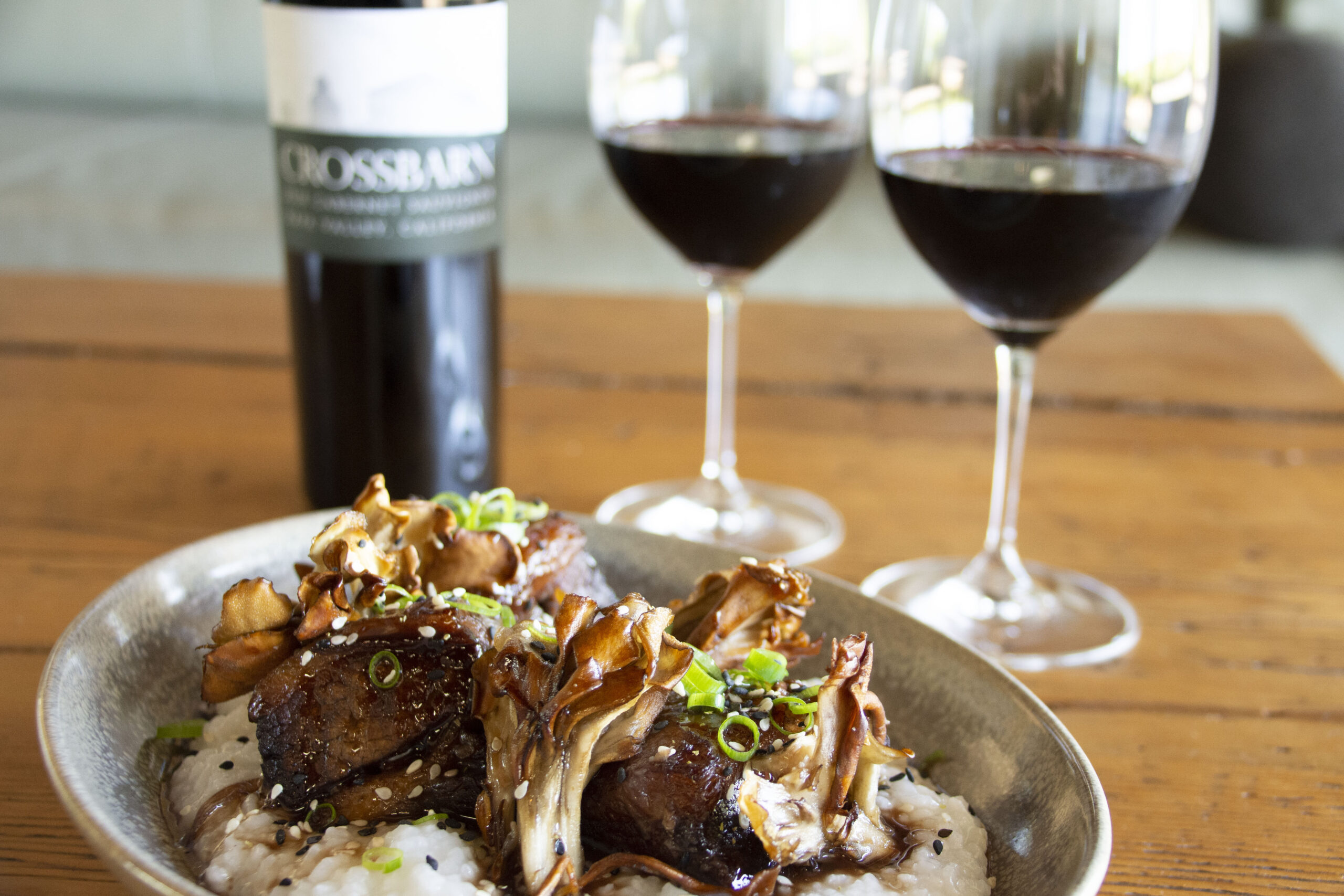 Crossbarn Congee with Braised Short Ribs and Mushrooms | Crossbarn